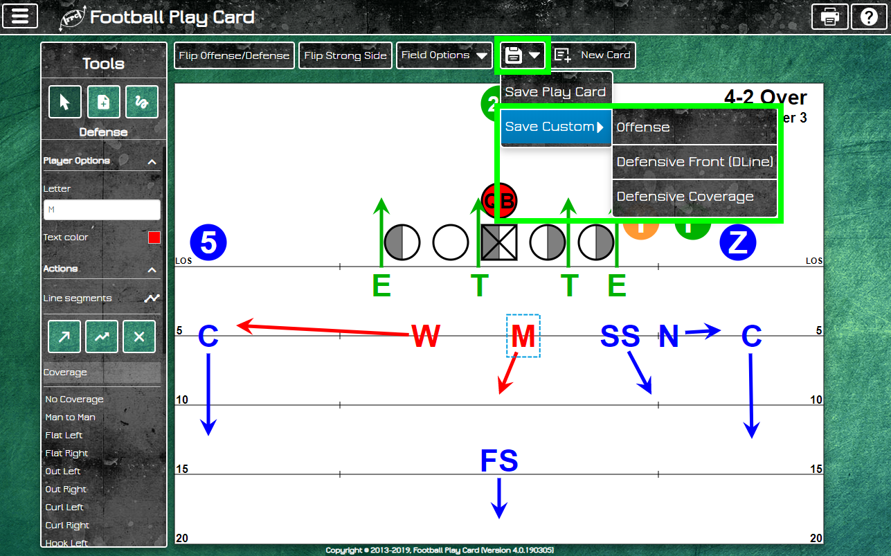 Save & reuse custom offenses, fronts, & coverages